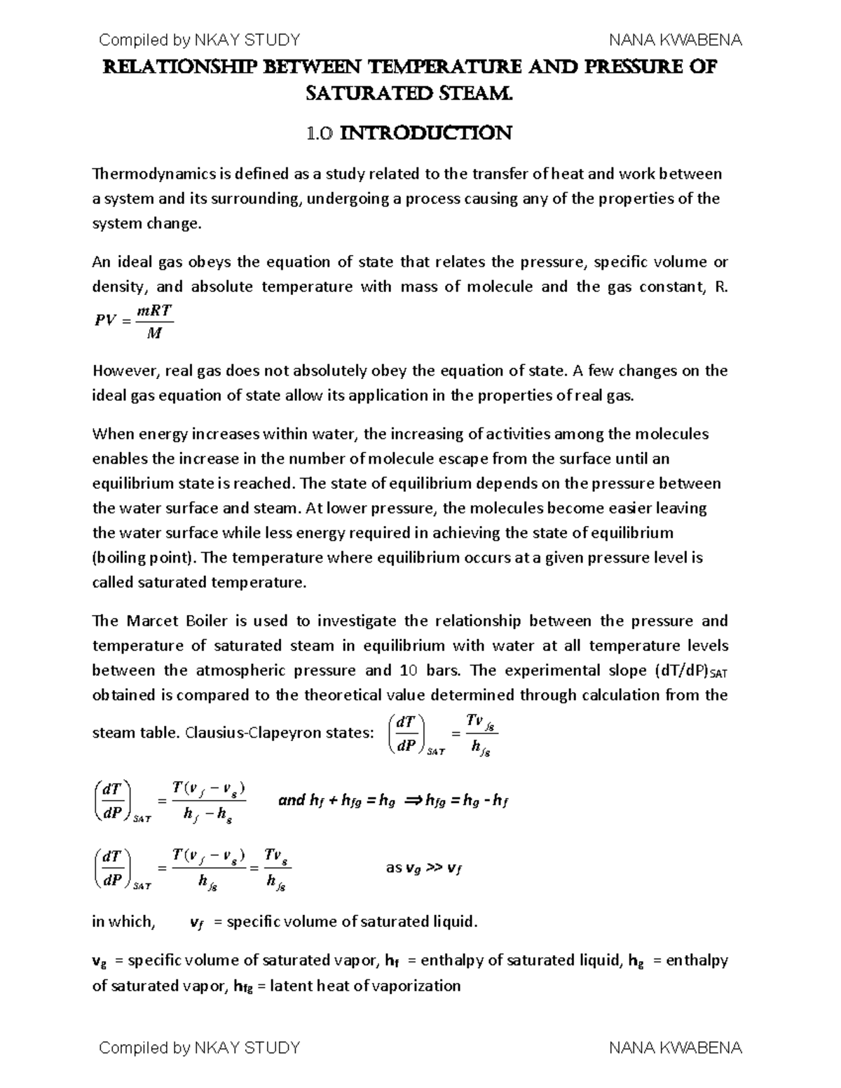 Thermfinish Relationship Between Temperature & Pressure of Saturated ...