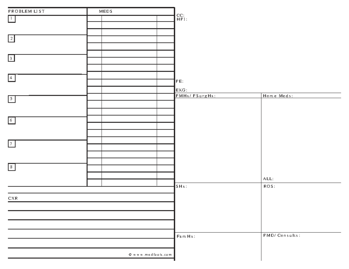 Scutsheet for Patient Problem List and Medications - Studocu