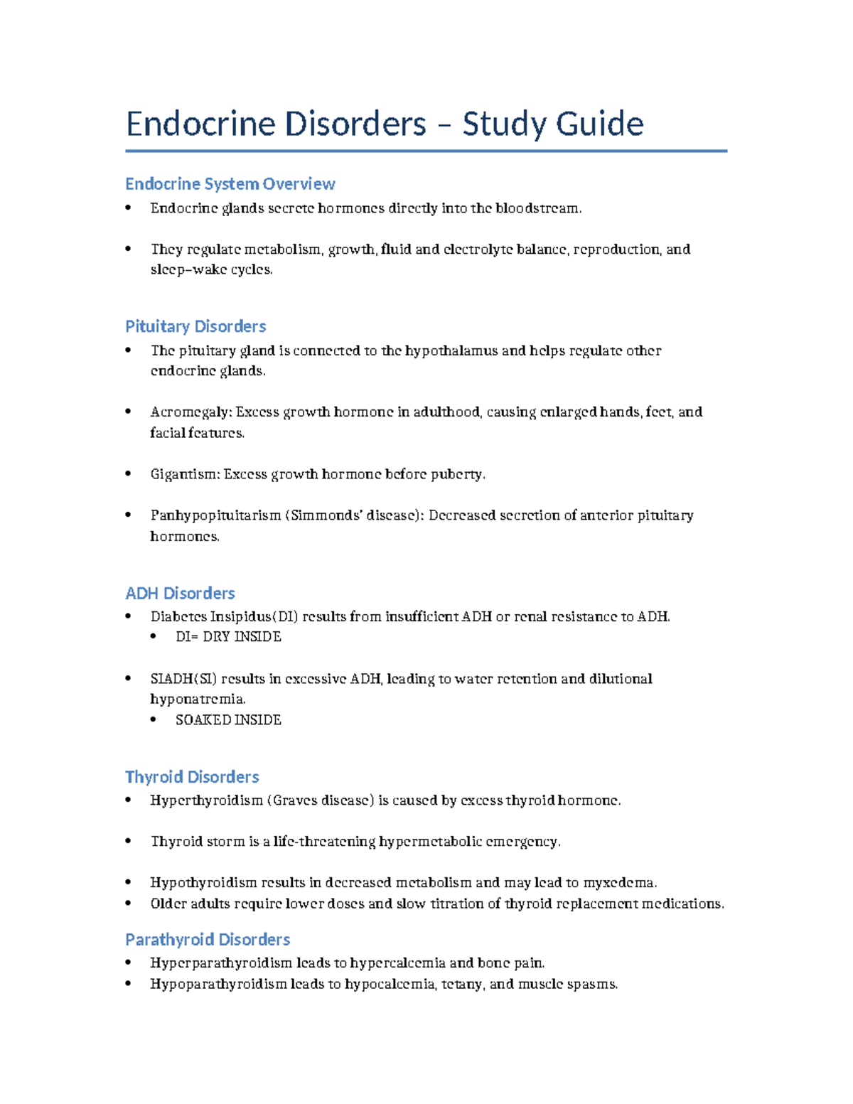 Endocrine Disorders Study Guide (ENDO SG) - Studocu