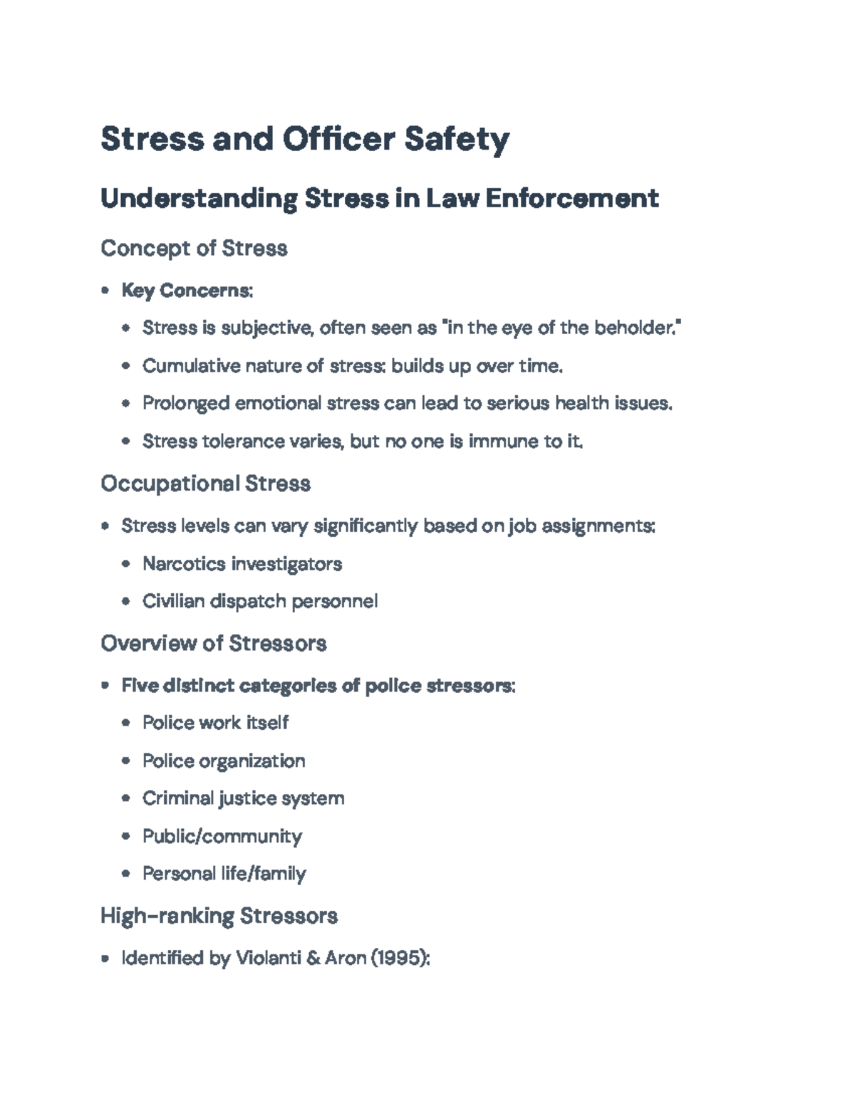 Understanding Stress and Safety Issues in Law Enforcement - Stress and ...