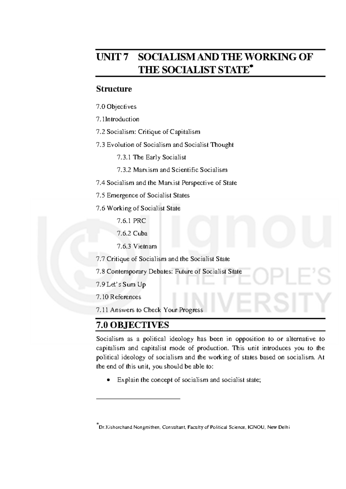 Unit 7: Socialism - Comprehensive Study Notes - Studocu