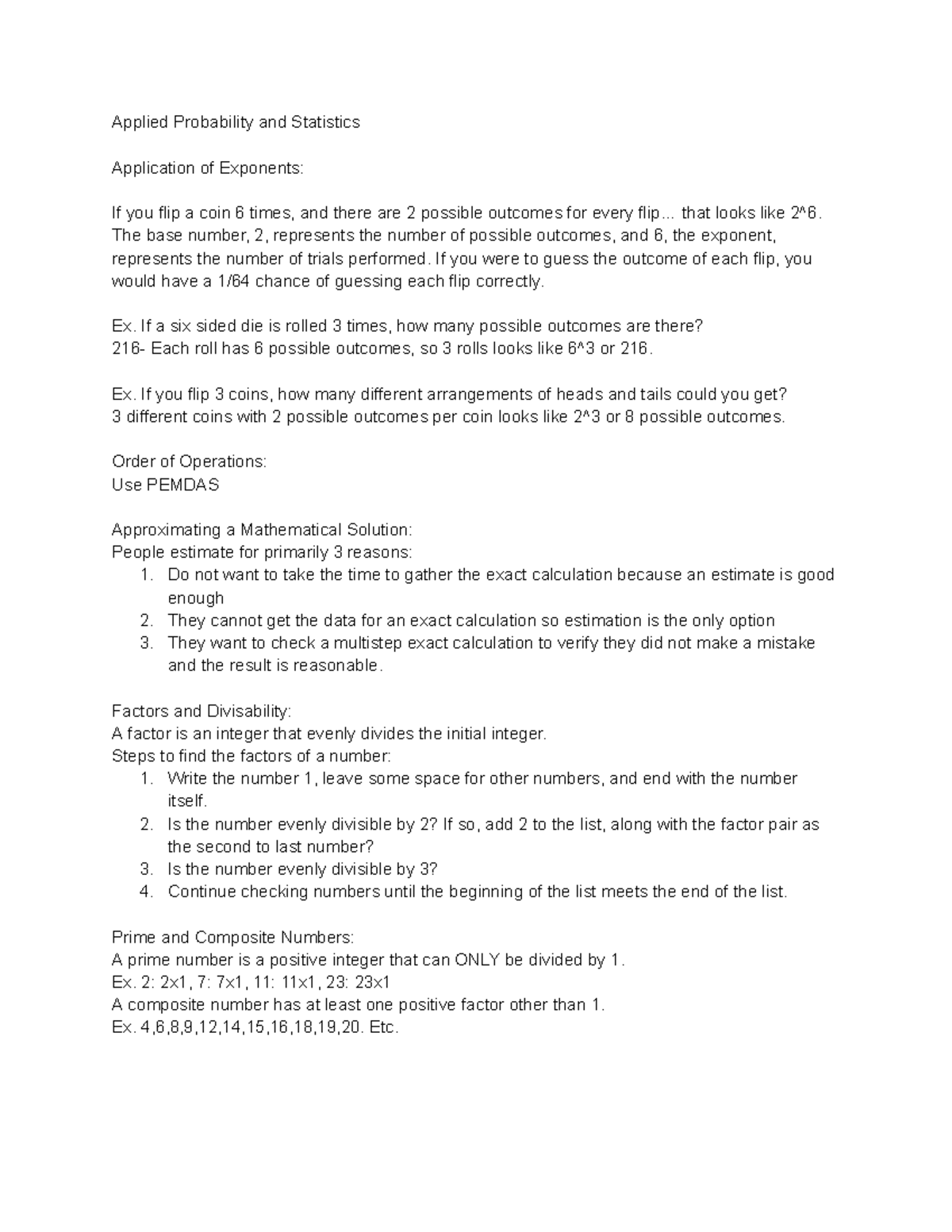 Applied Probability and Statistics (MATH 101) Comprehensive Notes - Studocu