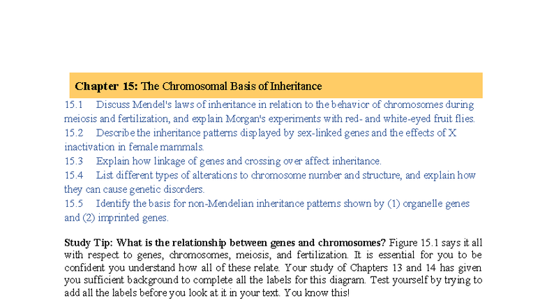 Chapter 15: The Chromosomal Basis of Inheritance - Study Notes & Key ...