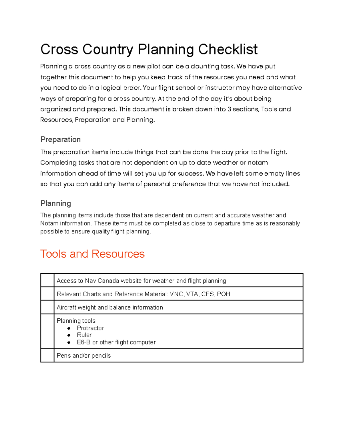 Cross Country Planning Checklist V1 for New Pilots - Studocu