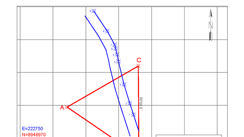 Poligonal Cerrada - Topografía 1 - A B C 1 2 3 4 5 6 7 8 9 00°00`0`` N ...