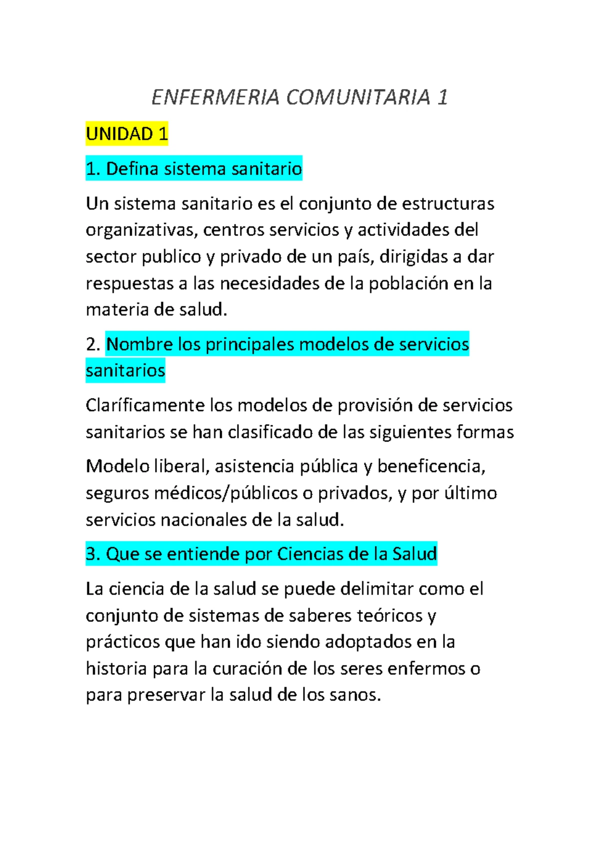 Enfermeria Comunitaria- Parcial 1 - Enfermería Comunitaria I – PARCIAL 1 Dos factores que - Studocu