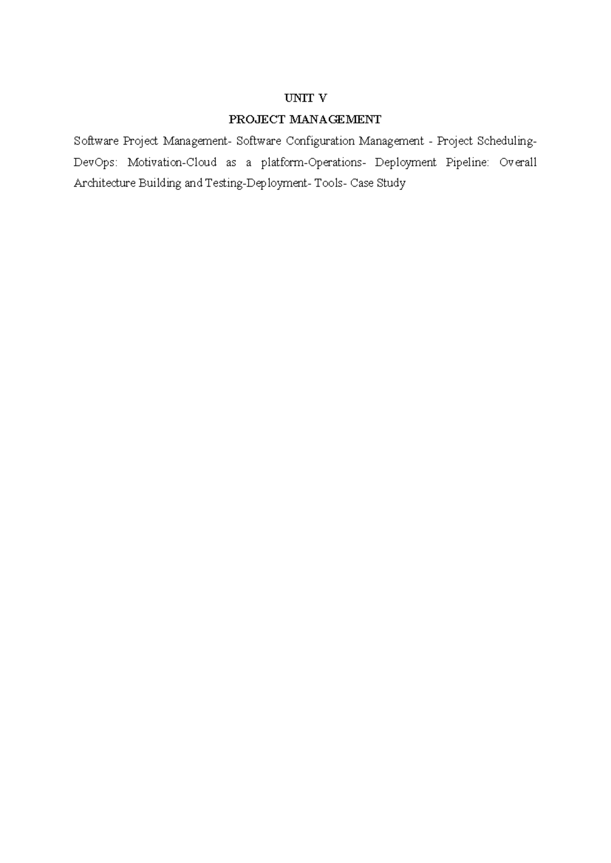 OOSE UNIT 5 LECTURE NOTES: Software Project Management & DevOps ...