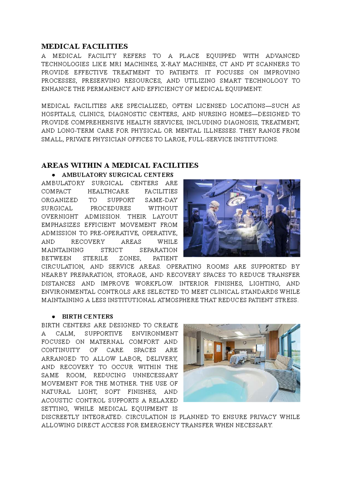 Medical Facilities Overview: Types, Design, and Functionality - Studocu