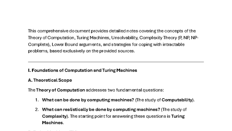 Theory of Computation - TOC Component Notes and Concepts - Studocu