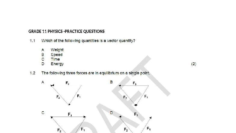 Grade 11 Physics - Vector Quantities and Forces Notes - Studocu