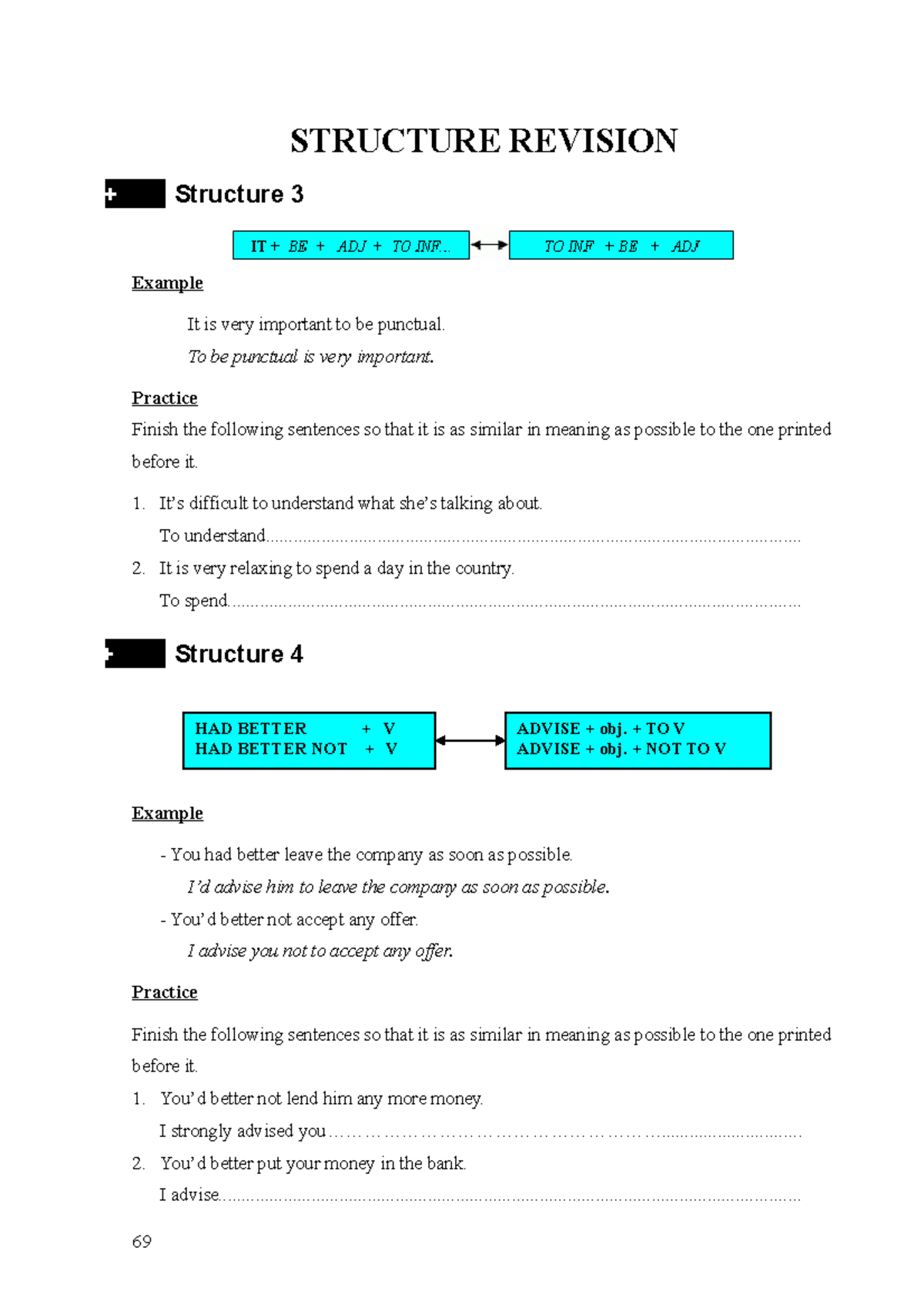05.Structure revision - STRUCTURE REVISION + Structure 3 Example It is ...