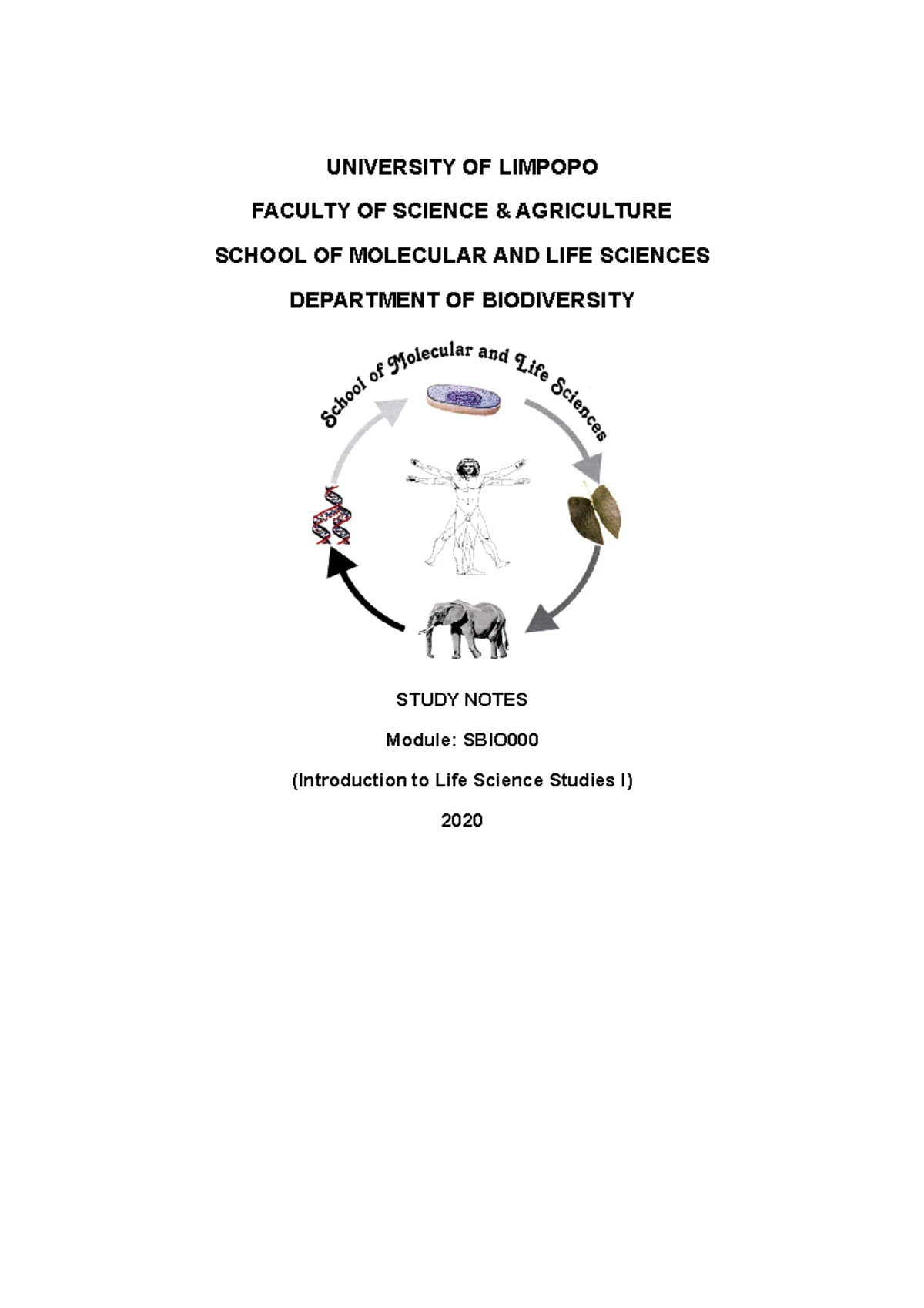 SBIO000 Module Outline: Introduction to Life Science Studies I (2025 ...