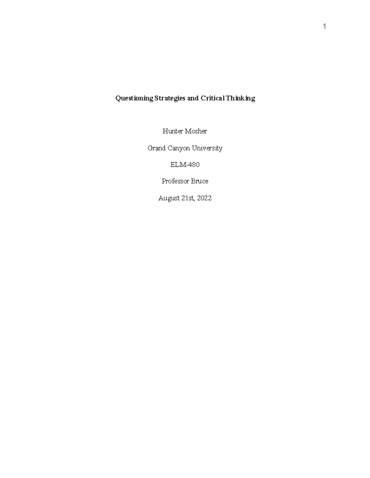 ELM- Questioning Strategies for Critical Thinking in Lesson Planning ...