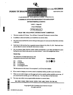 HSB past papers - Human and social biology - Studocu