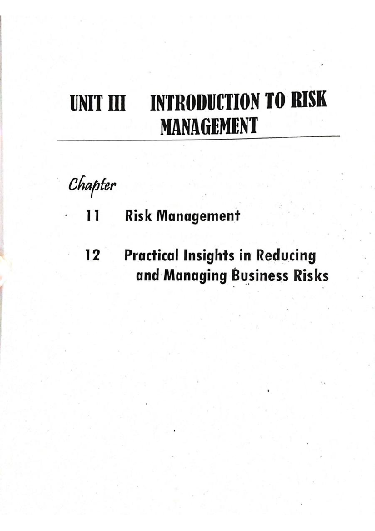 Chapter 11: Risk Management Overview - Studocu