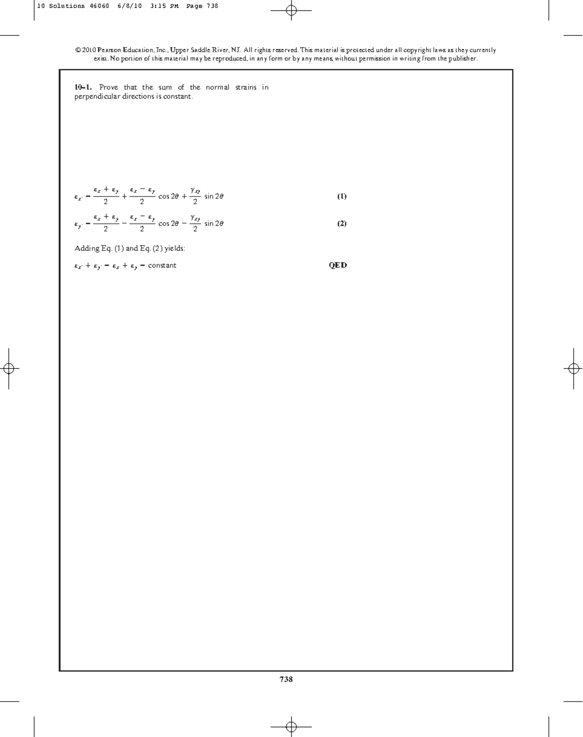 Chapter 10 Mechanics of Materials: Strain Transformation Equations ...