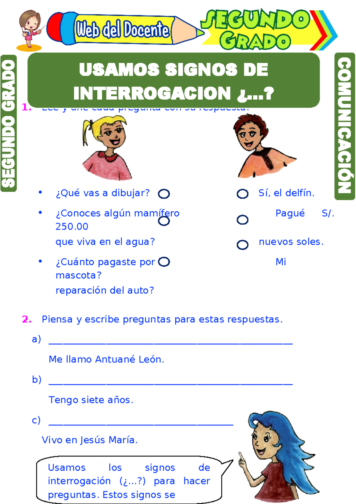 Signos de Interrogación y Exclamación para 2° Grado de Primaria - Studocu