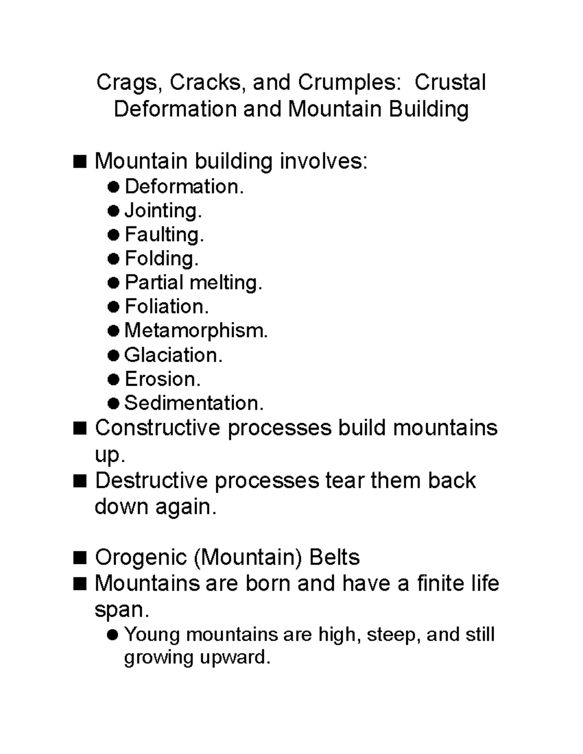 Crustal Deformation and Mountain Building Concepts in Geology - Studocu