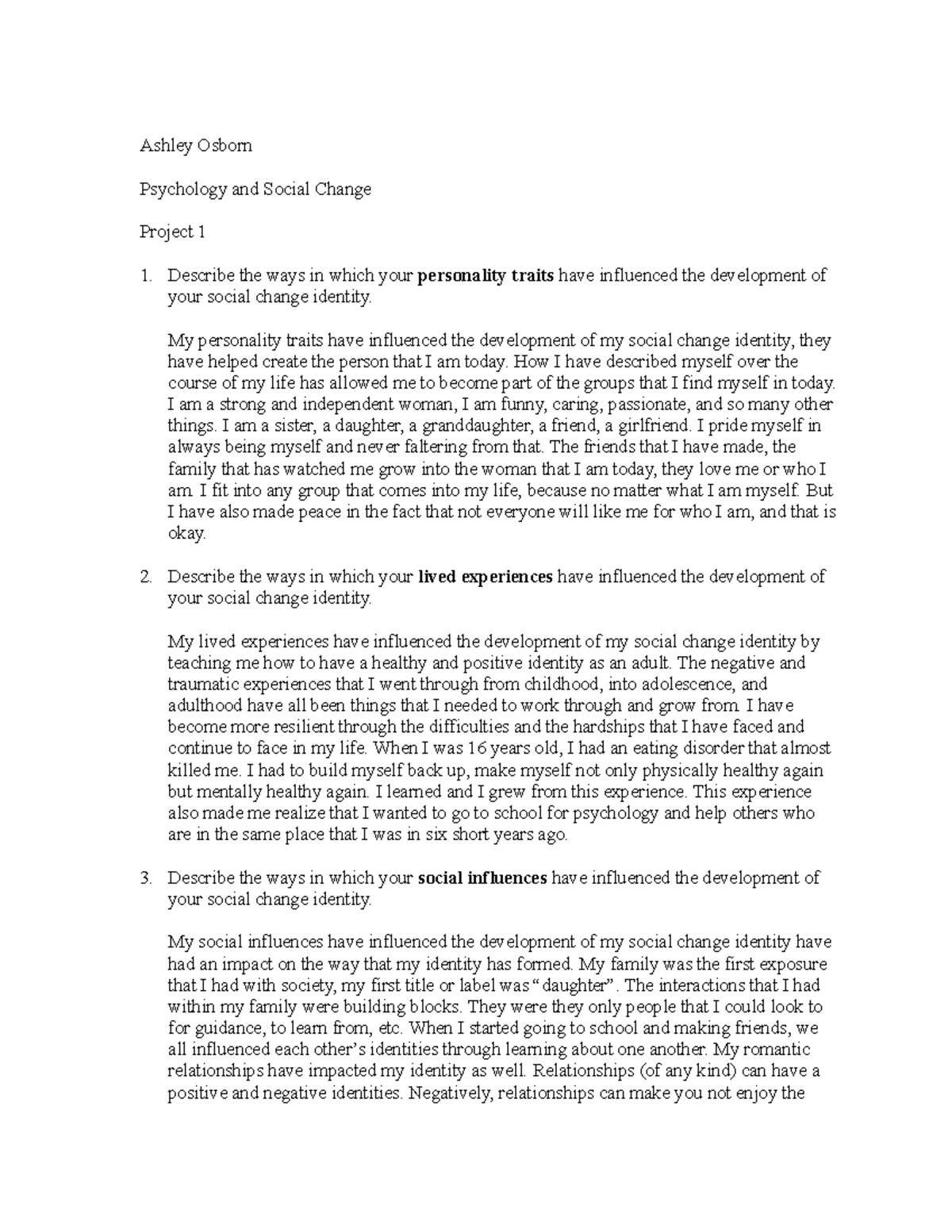 Psych and soc proj 2 - Project Two Week 5 - Ashley Osborn Psychology ...