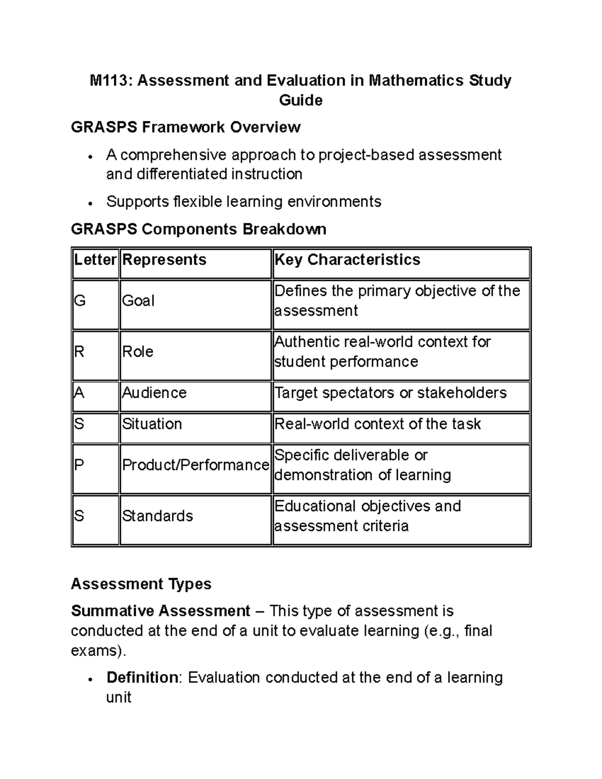 M113-Study-Notes - AMWN - M113: Assessment and Evaluation in ...