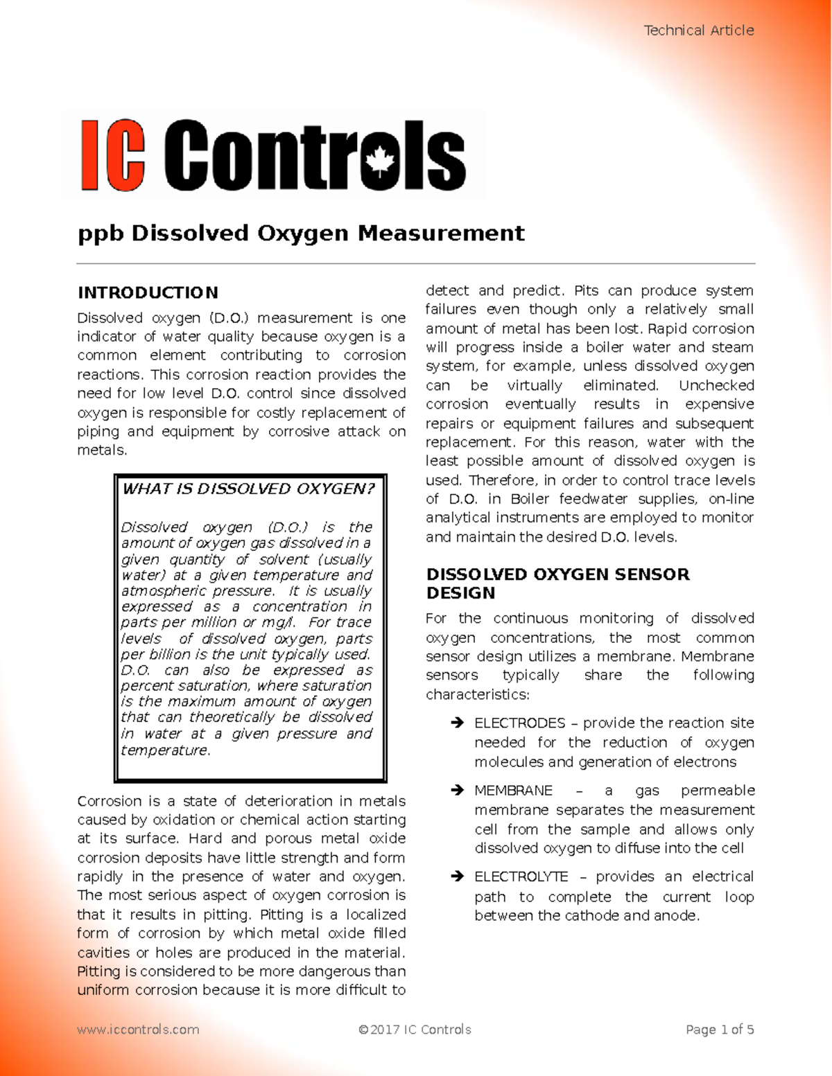 Art-8-3 ppb dissolved oxygen measurement - ppb Dissolved Oxygen ...