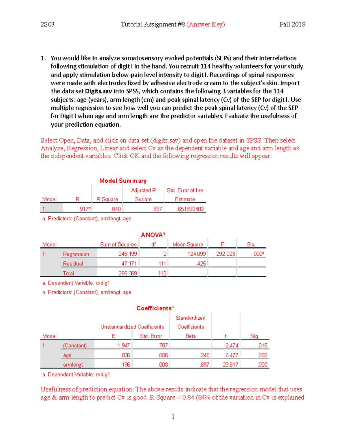 2S03 Tutorial Assignment 8 (Answer Key) - Statistical Analysis ...