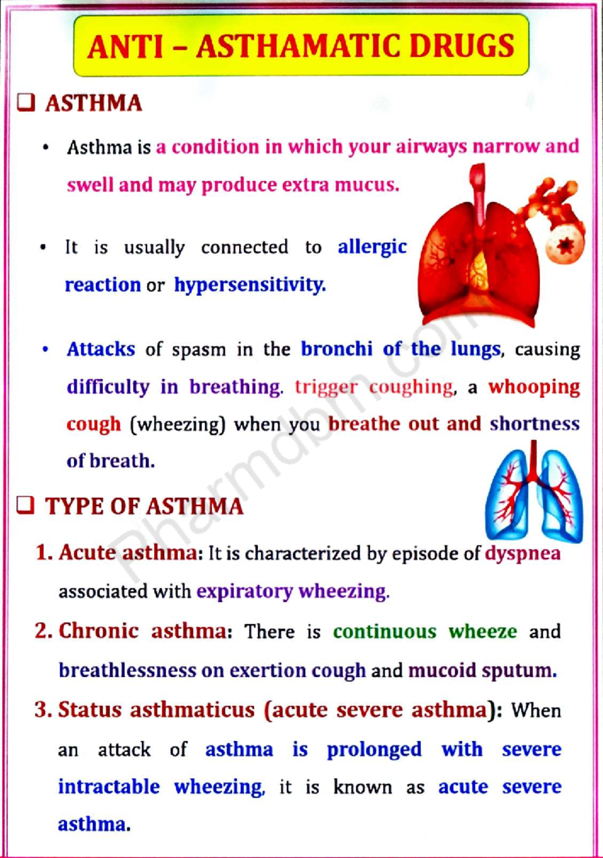 Pharmacology III: Anti-Asthmatic Drugs Overview and Mechanisms - Studocu