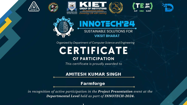 Participation Certificate for Project Presentation - CSE KIET 2024 ...
