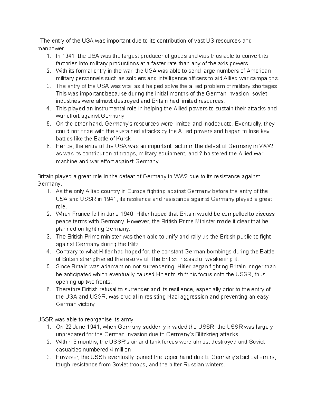 End of WWII & Cold War: Class Notes for History Essays - Studocu