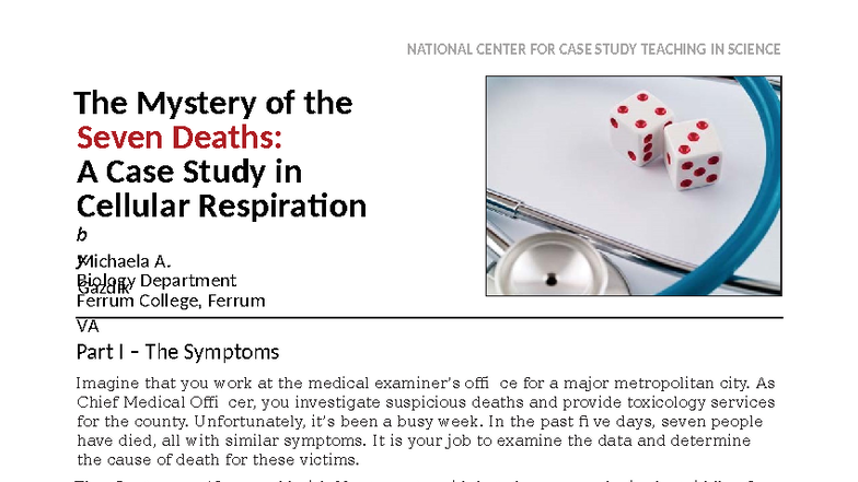 Cellular Respiration Case Study: The Mystery of the 7 Deaths (BIO 101 ...