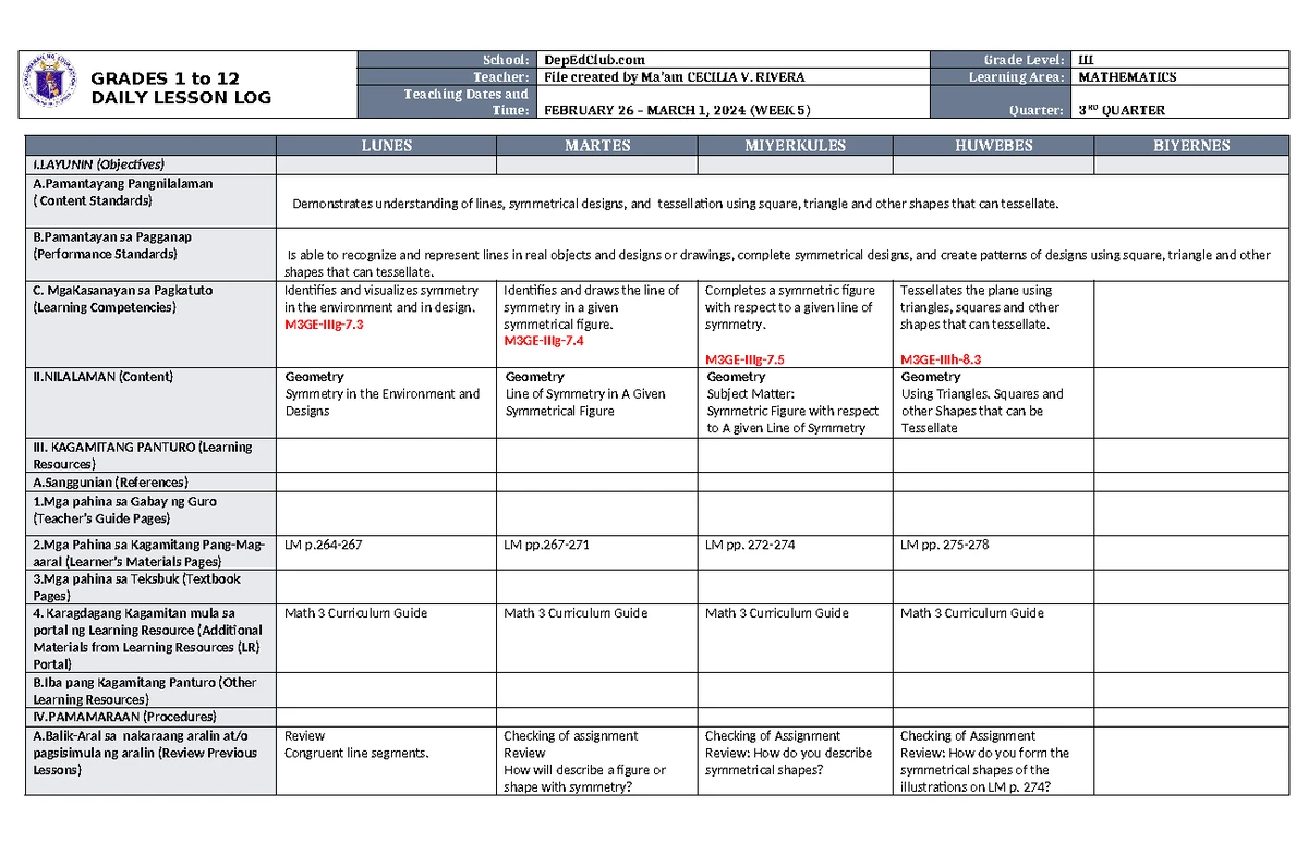 CO-2024-LS Grade 3-NMP-Quarter 1-Week7-Day1 - 3 Quarter 1 Week 7 ...