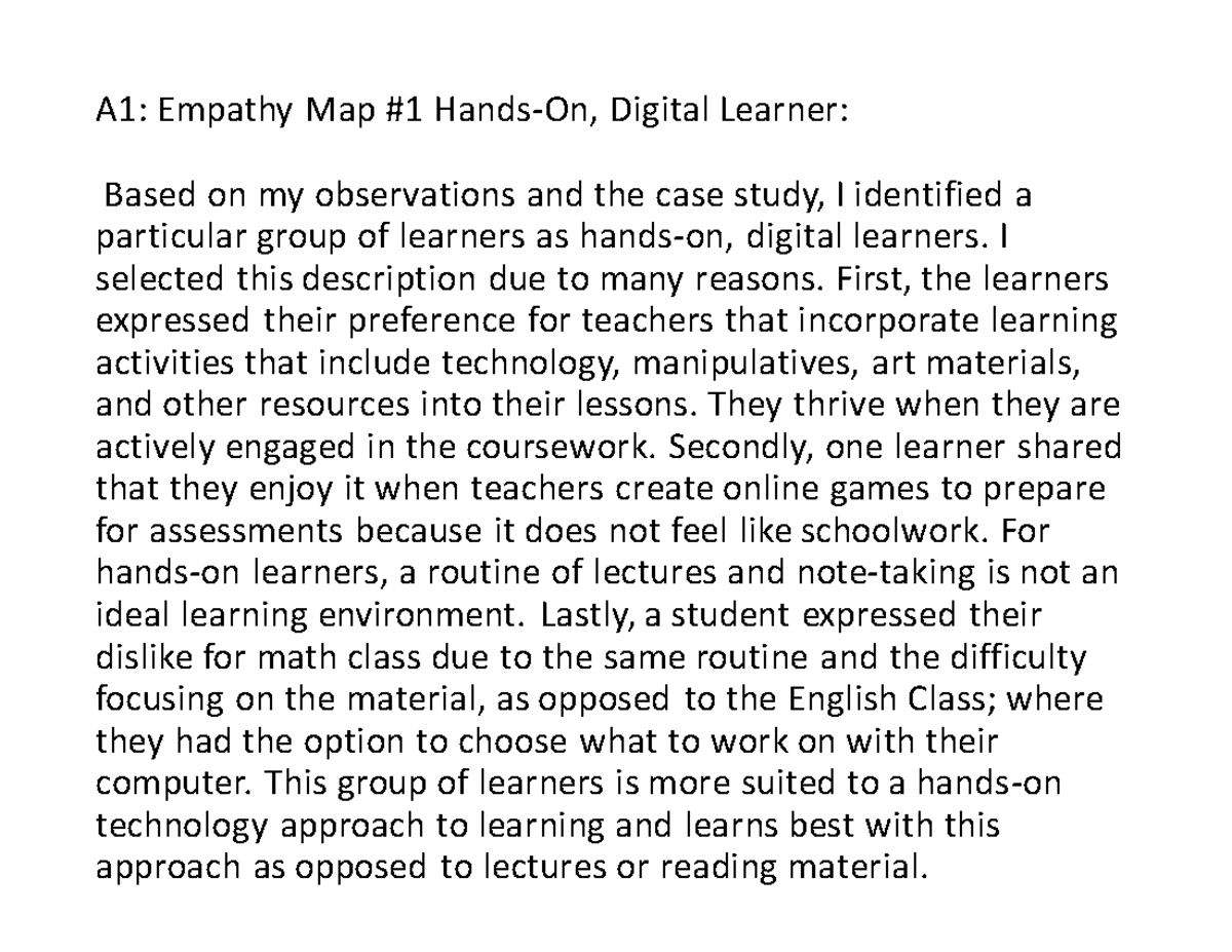 Empathy Map & Persona Templates: K-12 Case Studies for Learner Groups ...