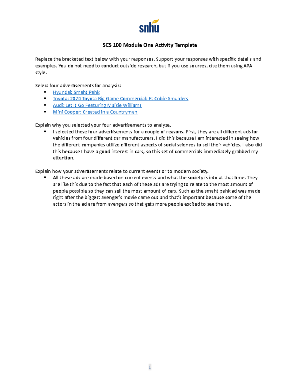 SCS 100 Module One Activity Template - SCS 100 Module One Activity ...