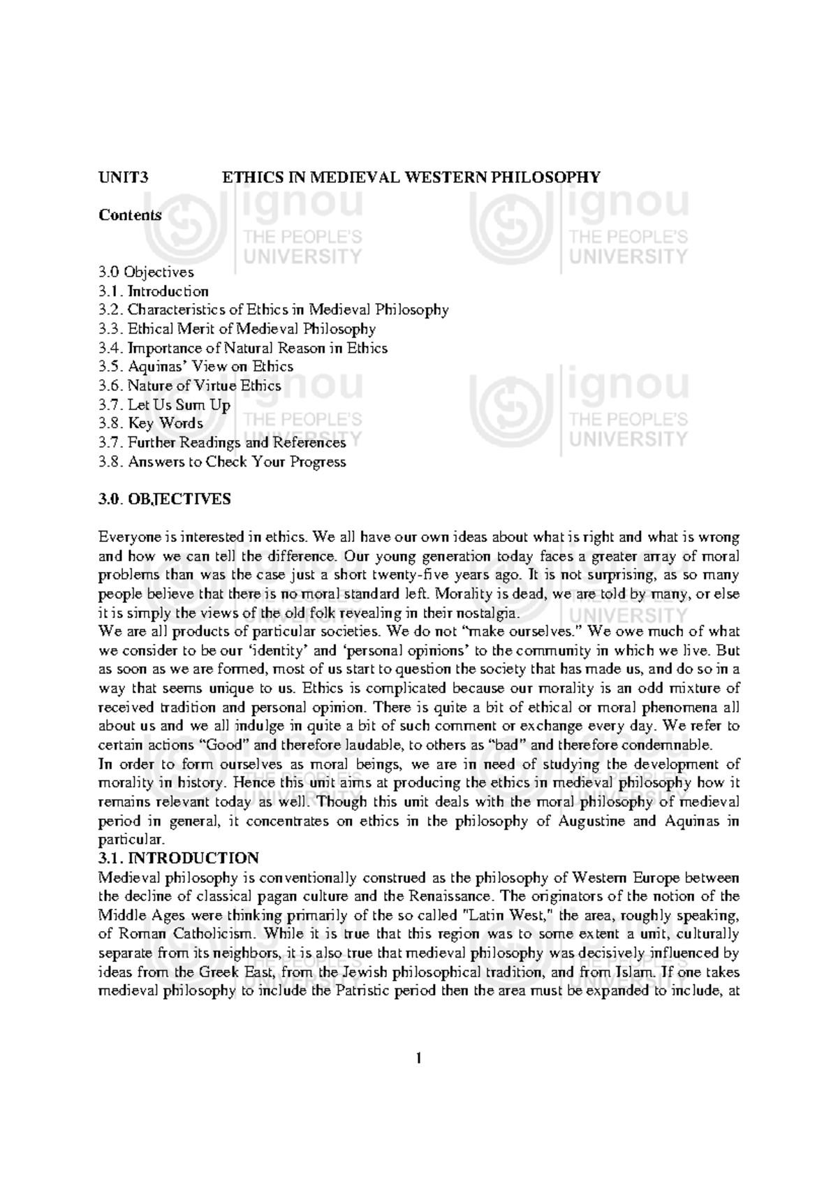 Unit 3: Ethics in Medieval Western Philosophy - Key Concepts and ...