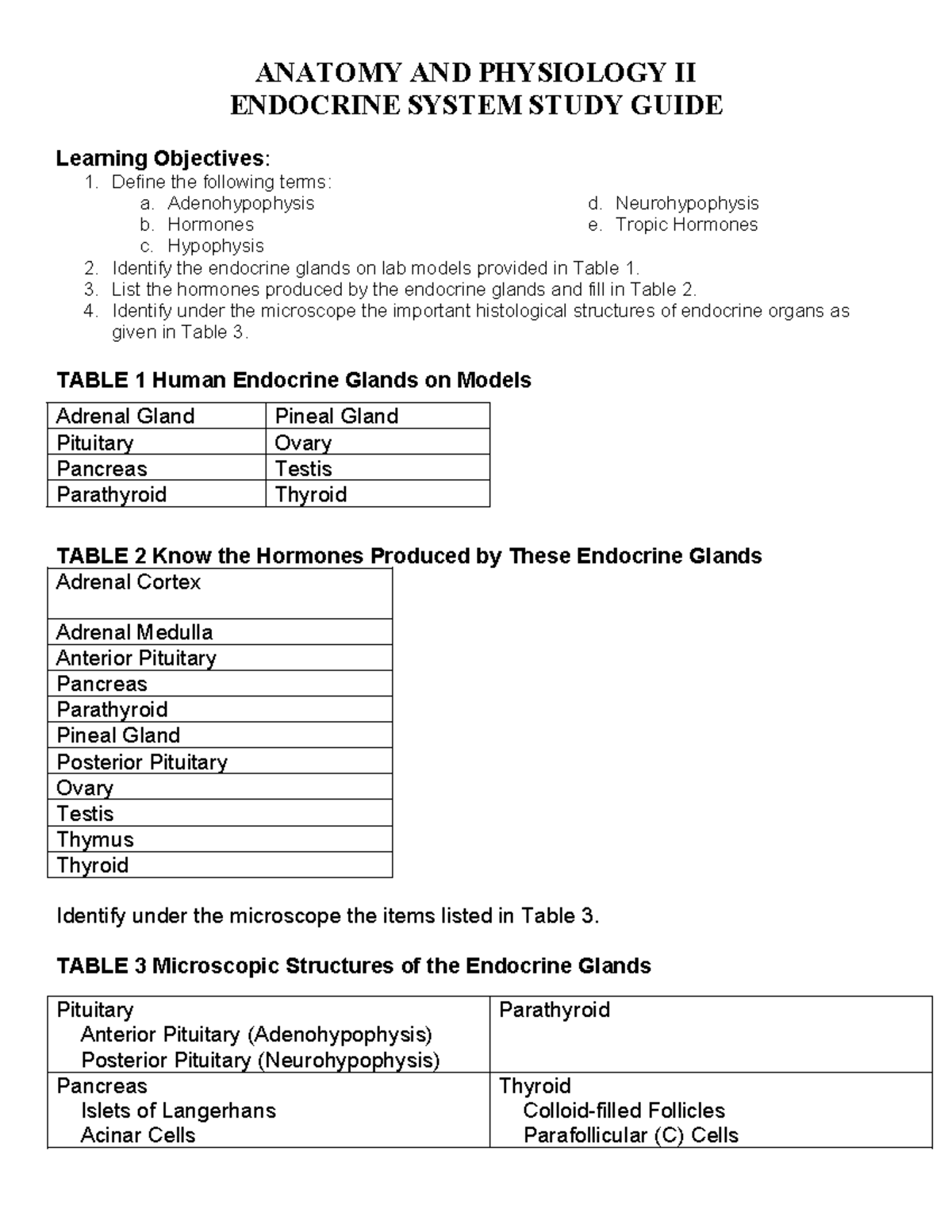 ANATOMY AND PHYSIOLOGY II ENDOCRINE SYSTEM STUDY GUIDE - Studocu