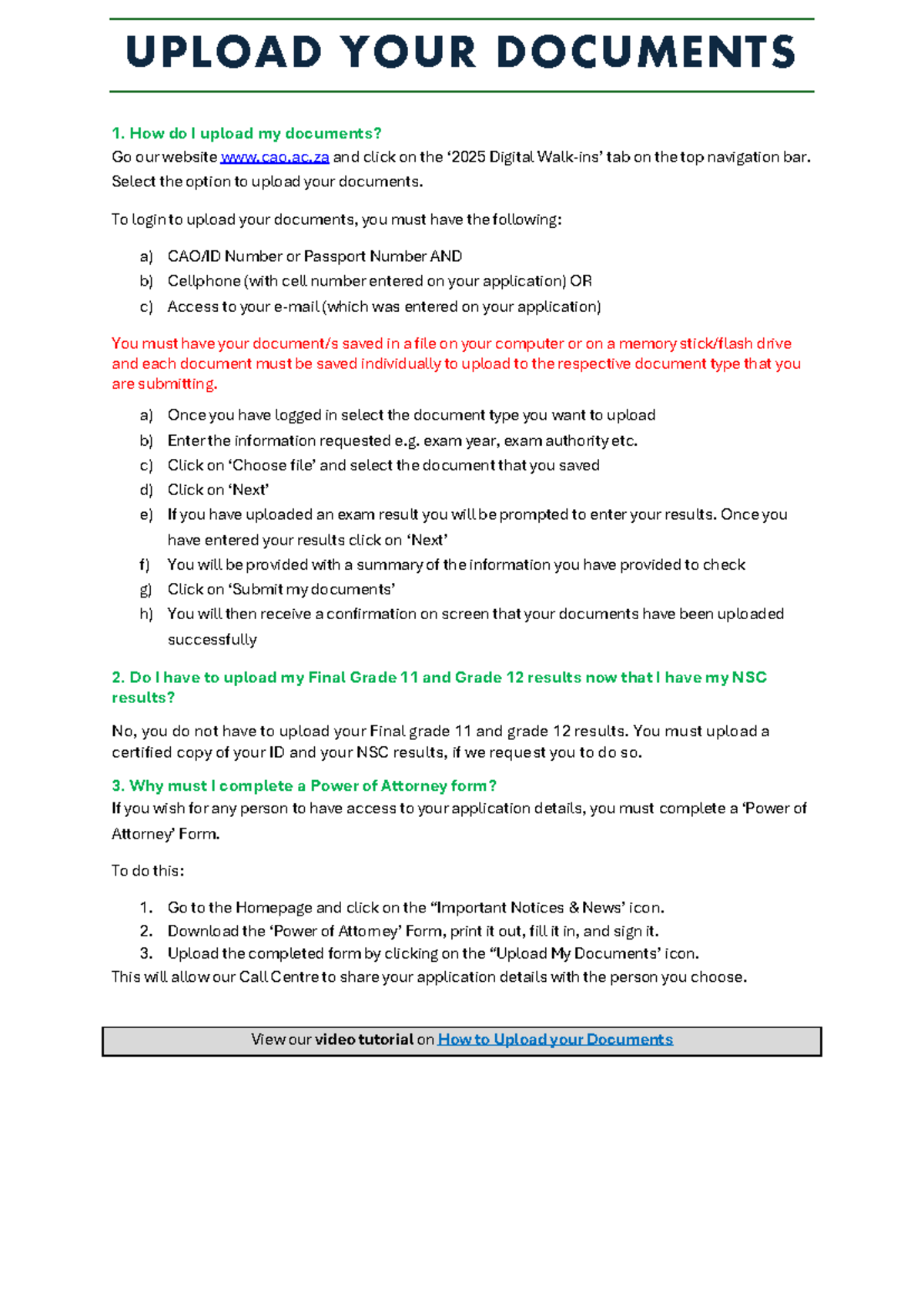 CAO Application Document Upload Instructions Guide - Studocu