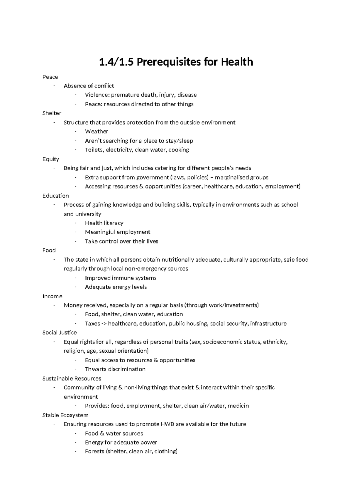 1.1 HHD Prerequisites for Health: Understanding Key Concepts - Studocu