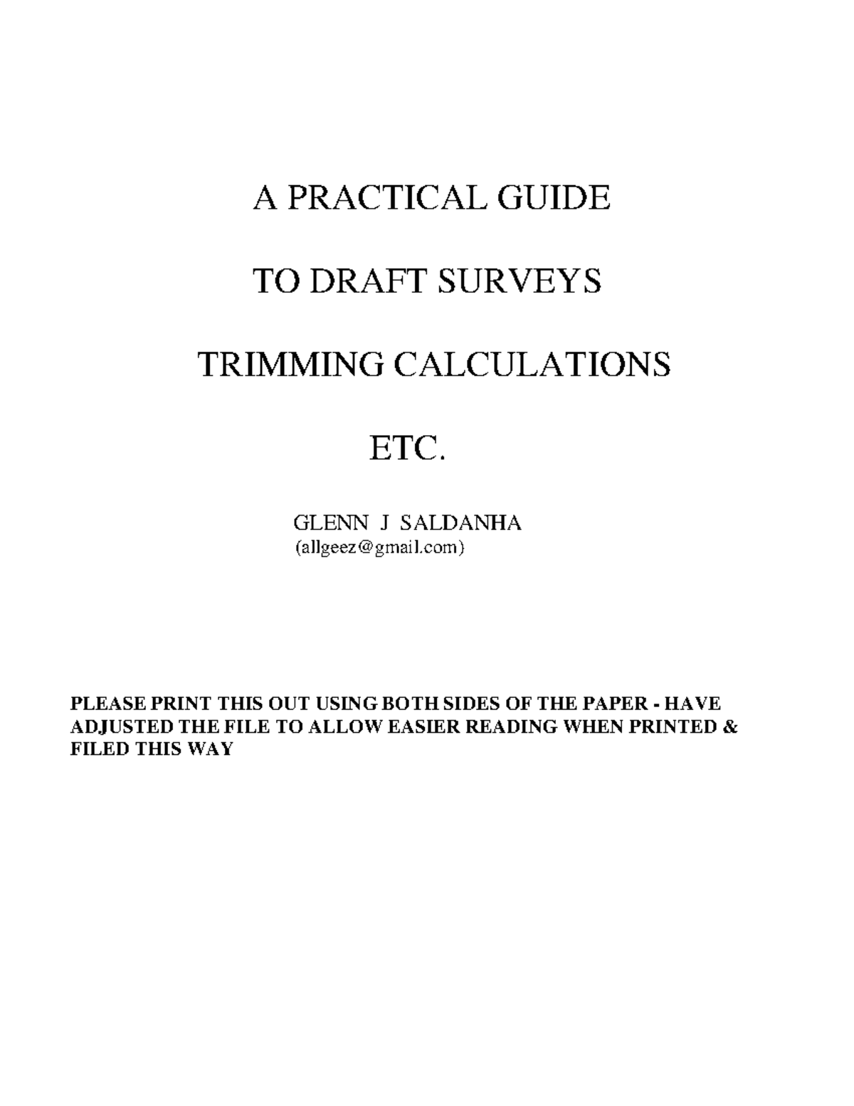 Practical Guide to Draft Surveys: Calculation Techniques and Tips - Studocu