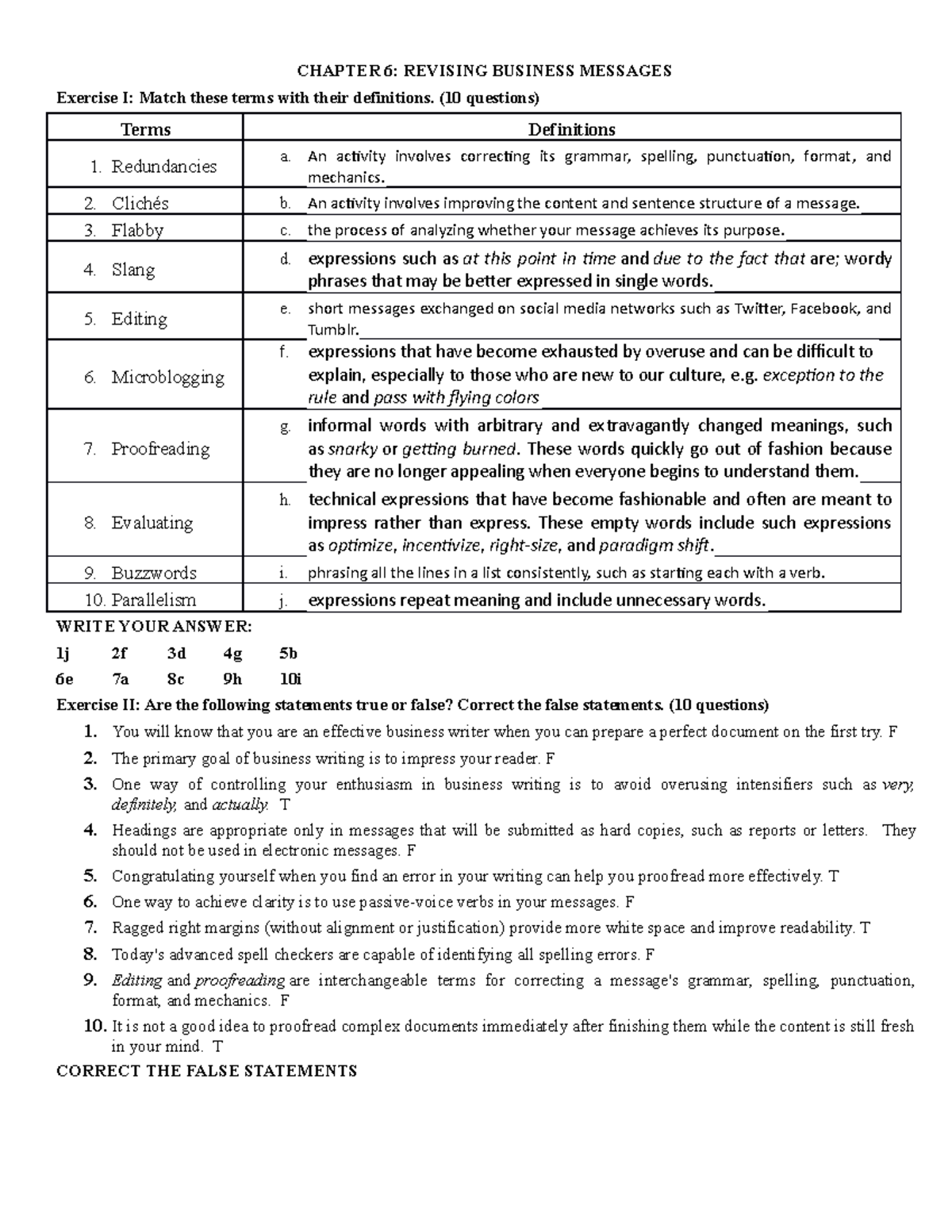 Chapter 6 - Revising Business Messages - Key Concepts and Exercises ...