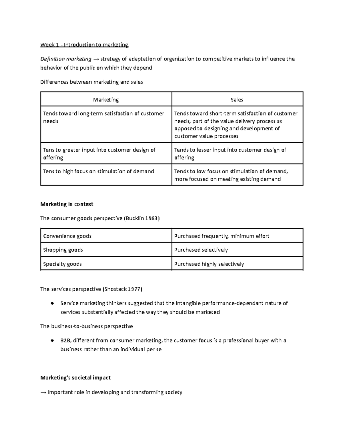Principles of Marketing Notes for Course MKT 101: Introduction & Buyer ...