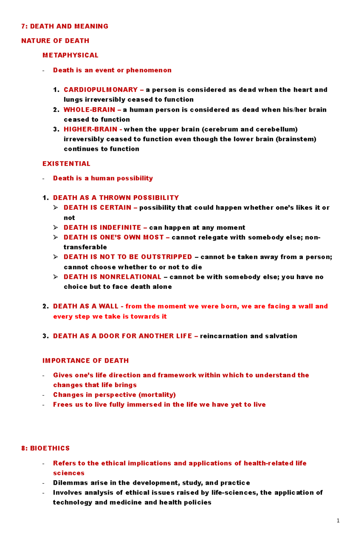 GEN 006 P2 (REAL) - asdasd - 7: DEATH AND MEANING NATURE OF DEATH ...