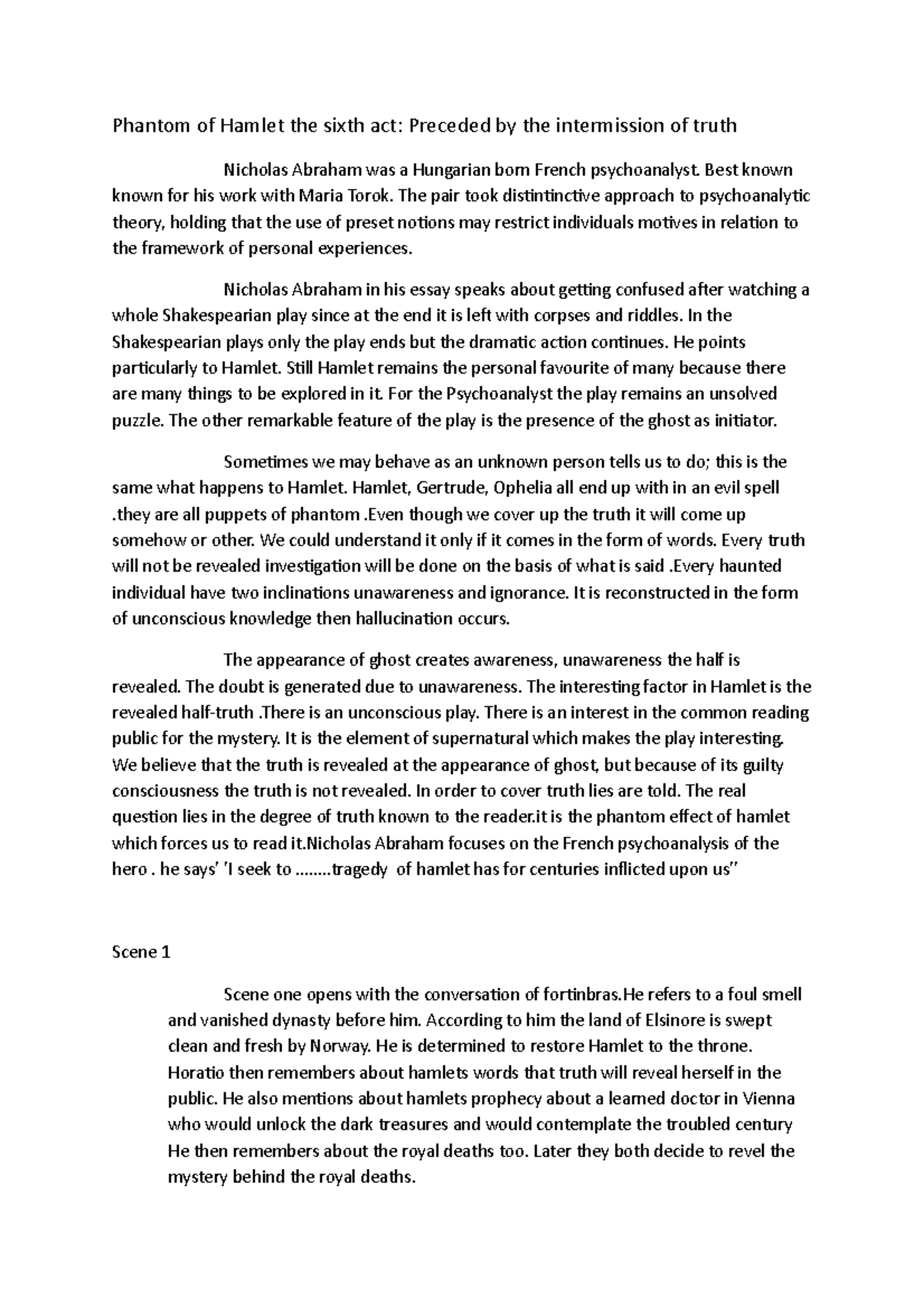 Phantom of hamlet essay - Phantom of Hamlet the sixth act: Preceded by ...