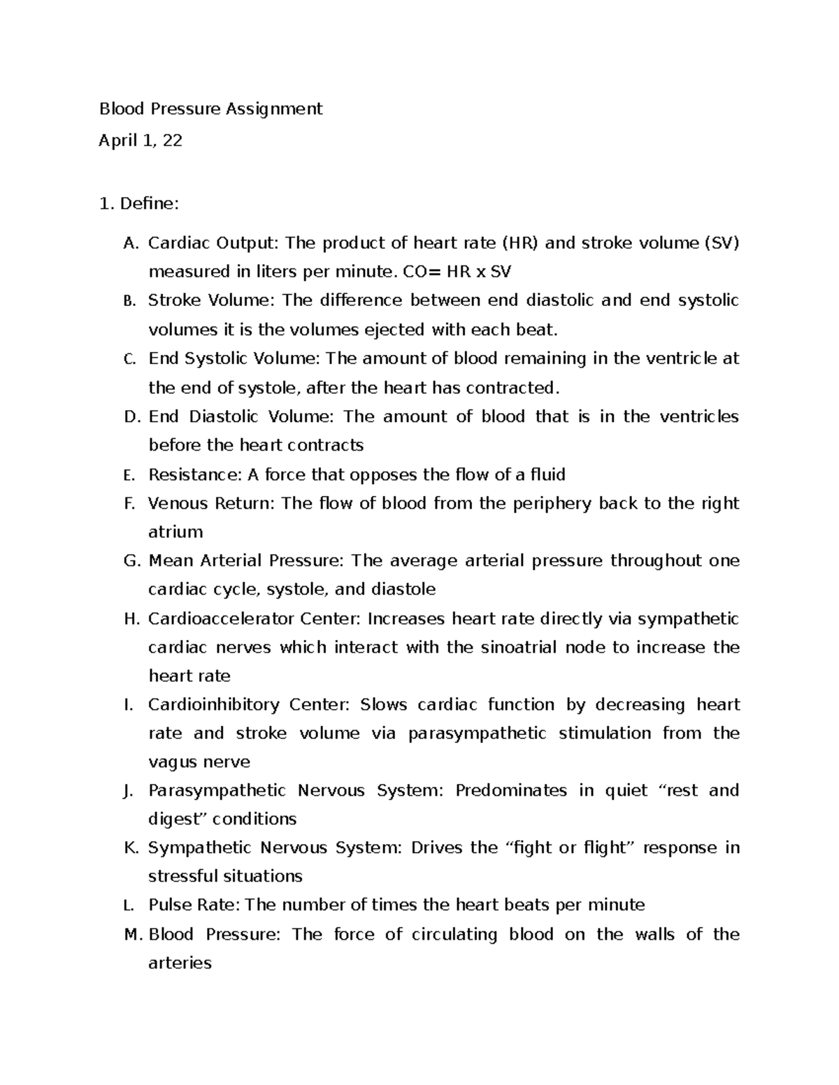 Blood Pressure Assignment: Key Concepts and Factors Affecting Health ...