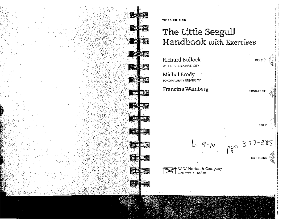 The Little Seagull Handbook (3rd Ed.) - Writing & Research Exercises ...
