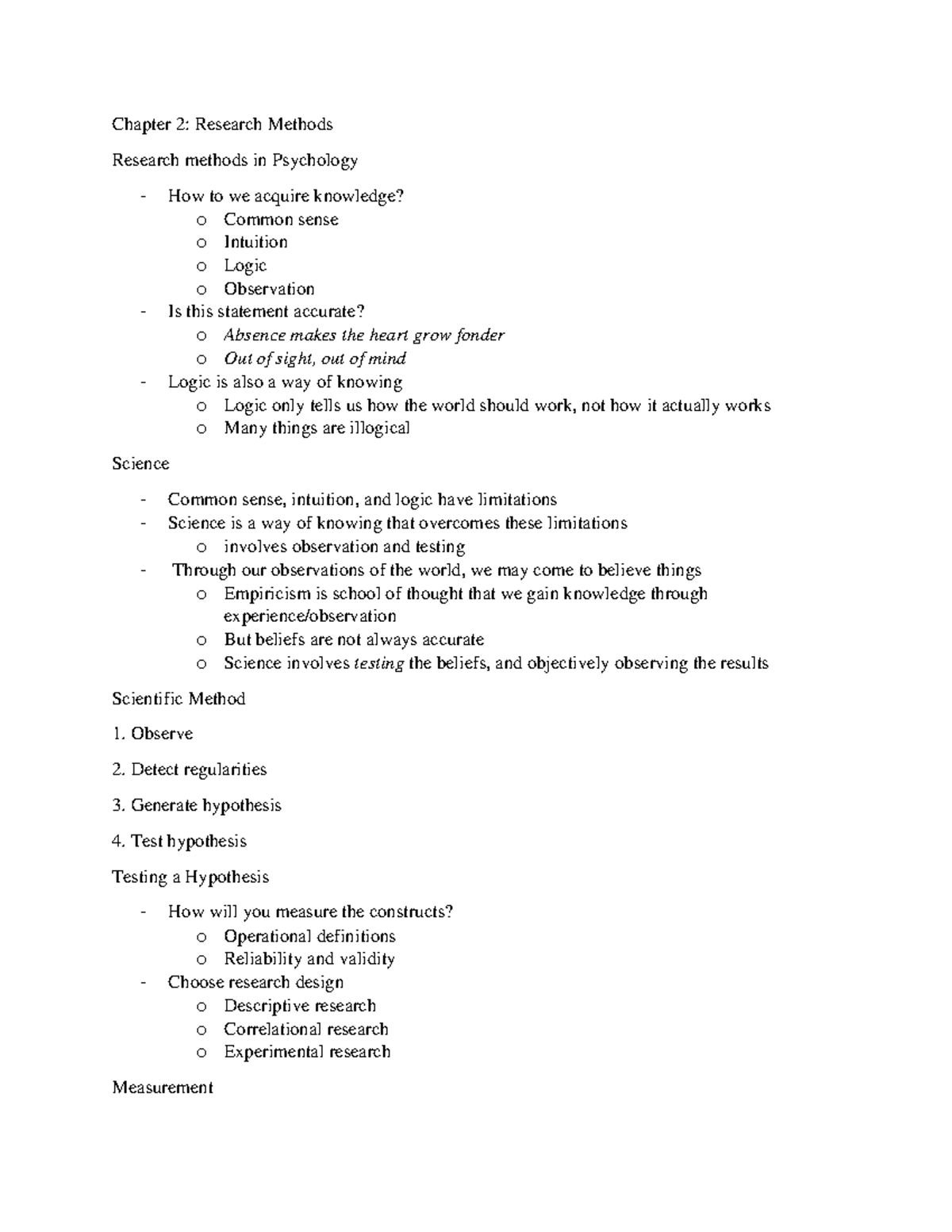 Chapter 2 Psych - Katie Garrison - Chapter 2: Research Methods Research ...