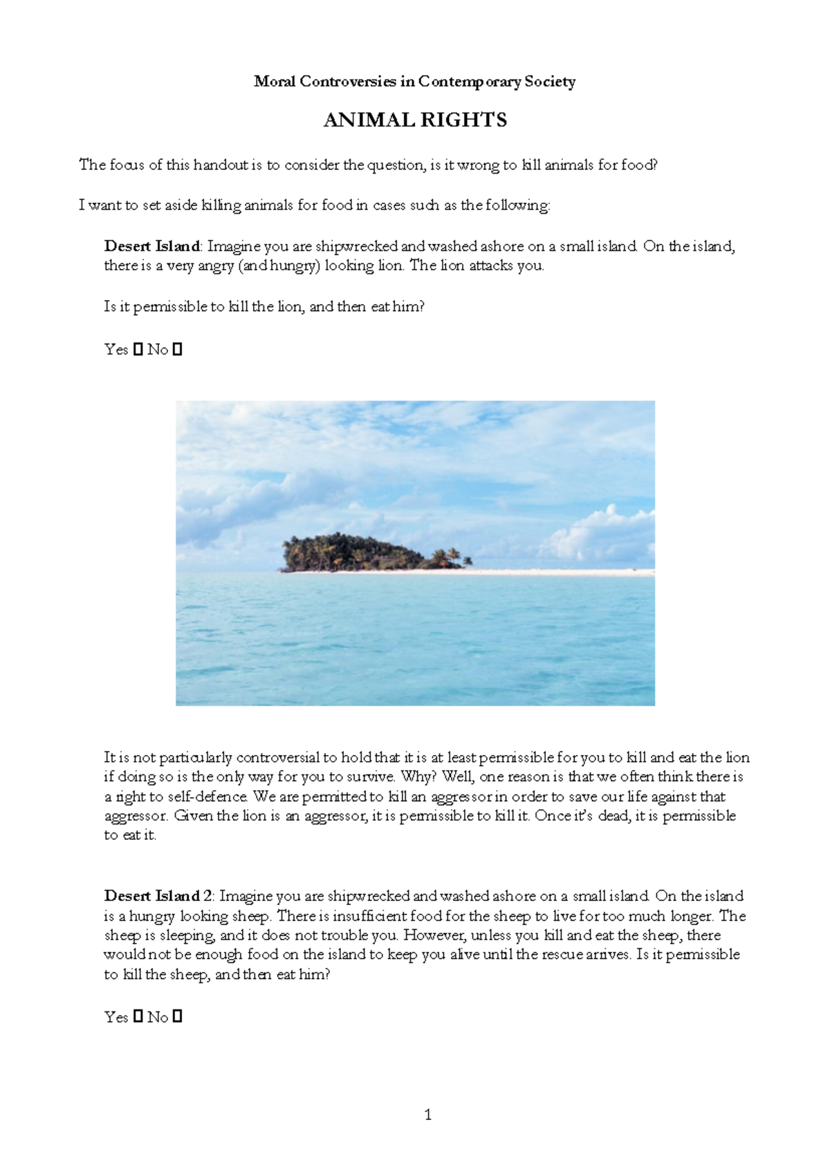 Lecture 11 Handout: Moral Controversies in Animal Rights - Studocu