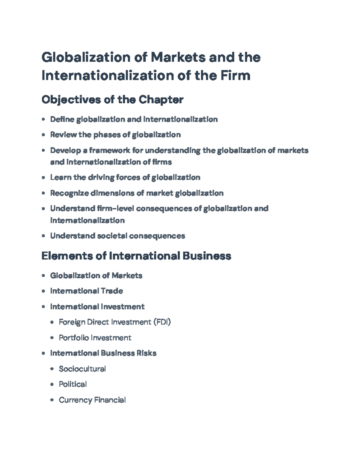 Globalization of Markets & Firm Internationalization - Chapter Insights ...