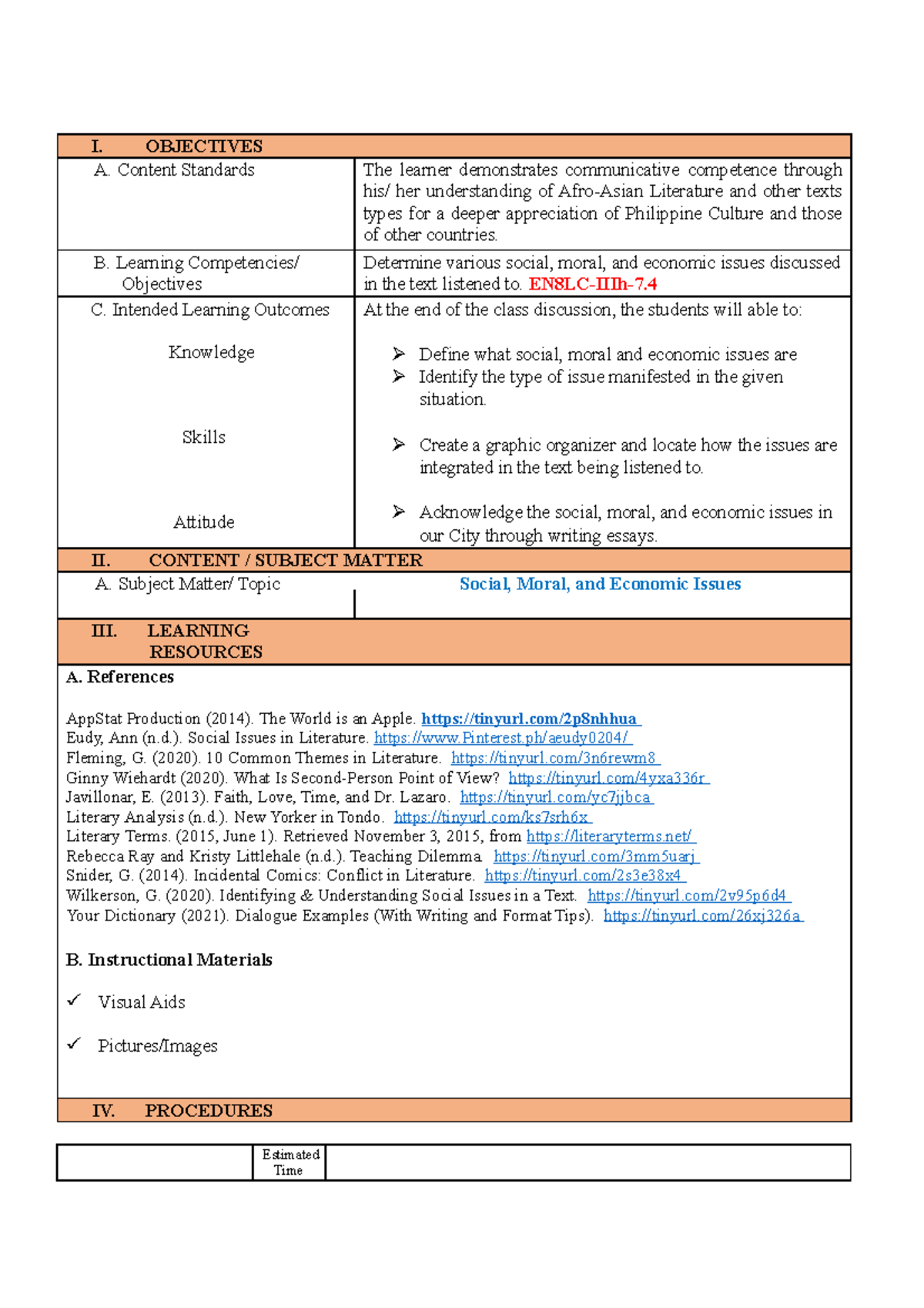 EN8 Lesson Plan: Exploring Social, Moral & Economic Issues - Studocu