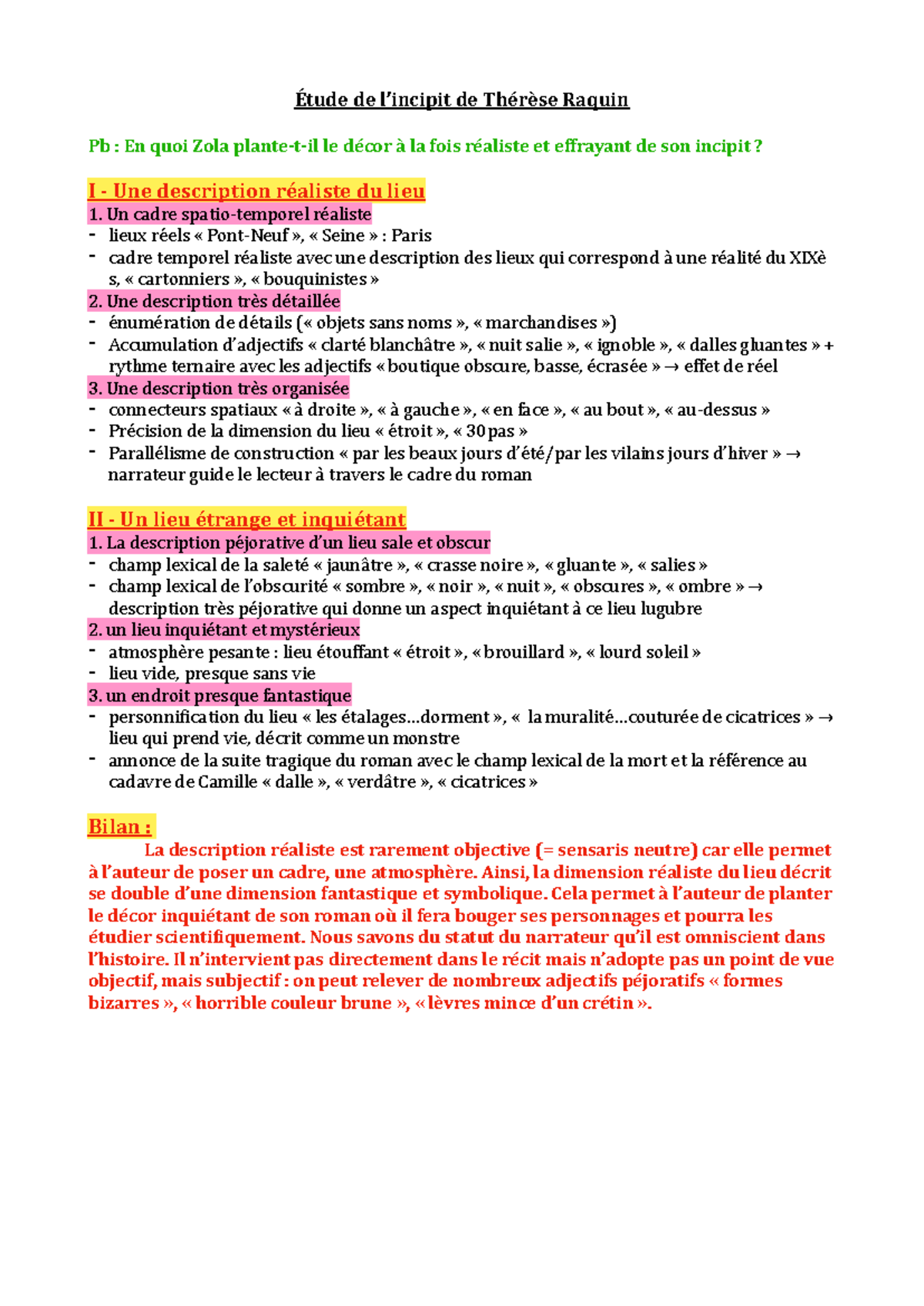 Étude de l'Incipit de Thérèse Raquin : Analyse Réaliste et Inquiétante ...