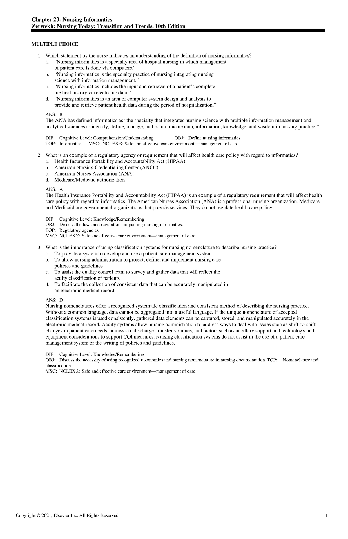 Chapter 23: Key Concepts in Nursing Informatics for NCLEX® Success ...